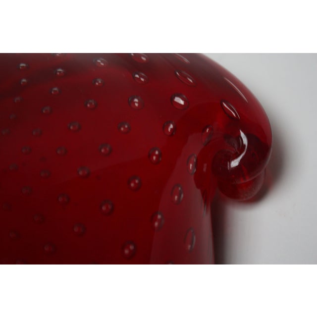 Italian Modern Ruby Red Murano 'Bollicine' Bowl With Gold Fleck | Chairish