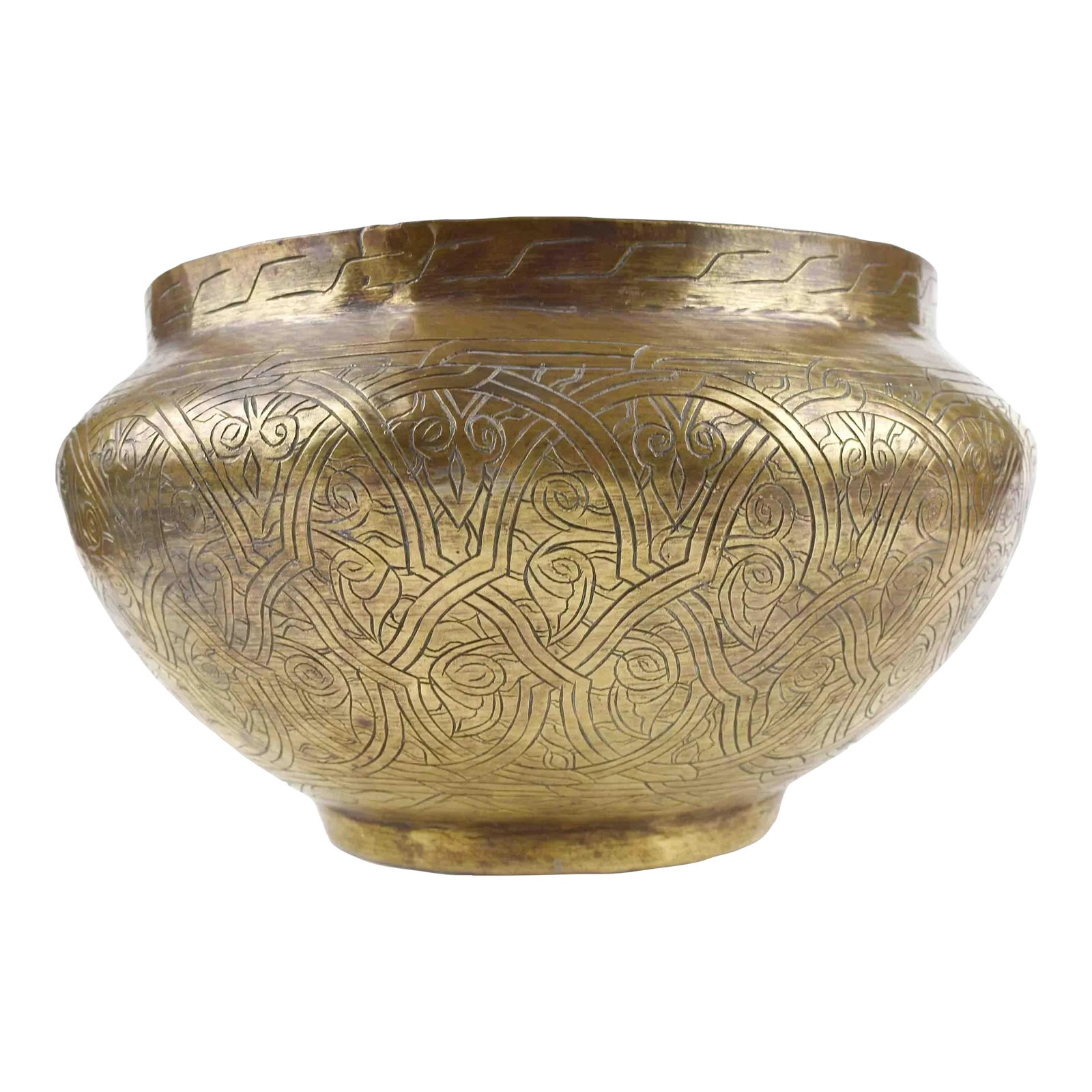 Early 20th Century Hand Made Brass Engraved Pot Jardiniere Planter Vase ...