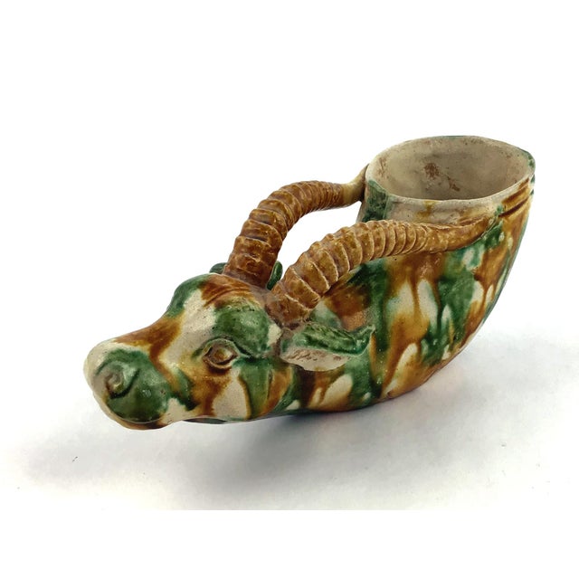 1950s Tri Color Chinese Clay Oxen Head Planter Vessel | Chairish