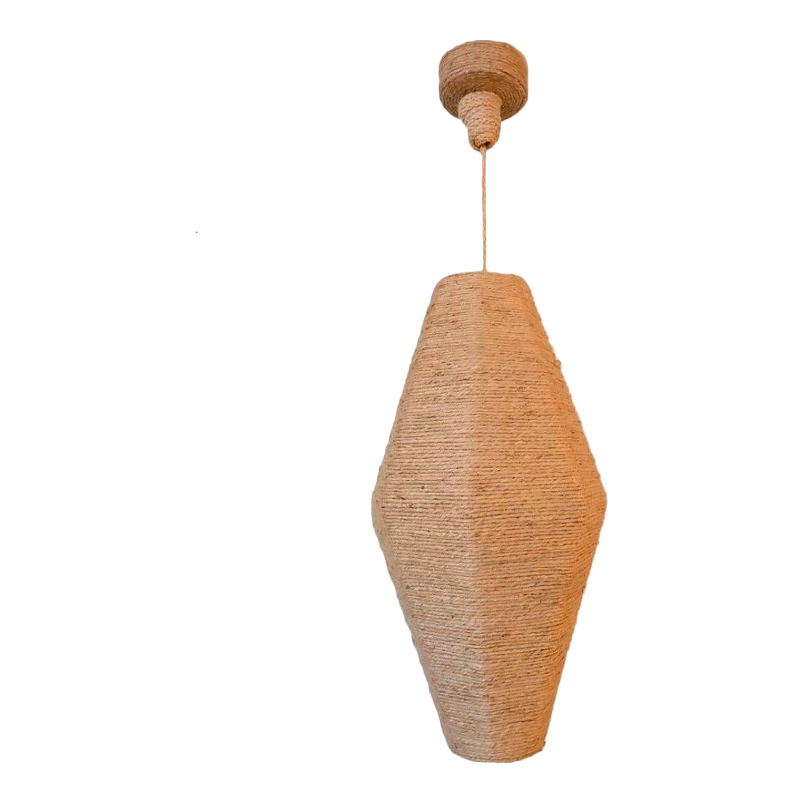 Rope Wrapped Jute Hanging Light Fixture Cocoon Large | Chairish
