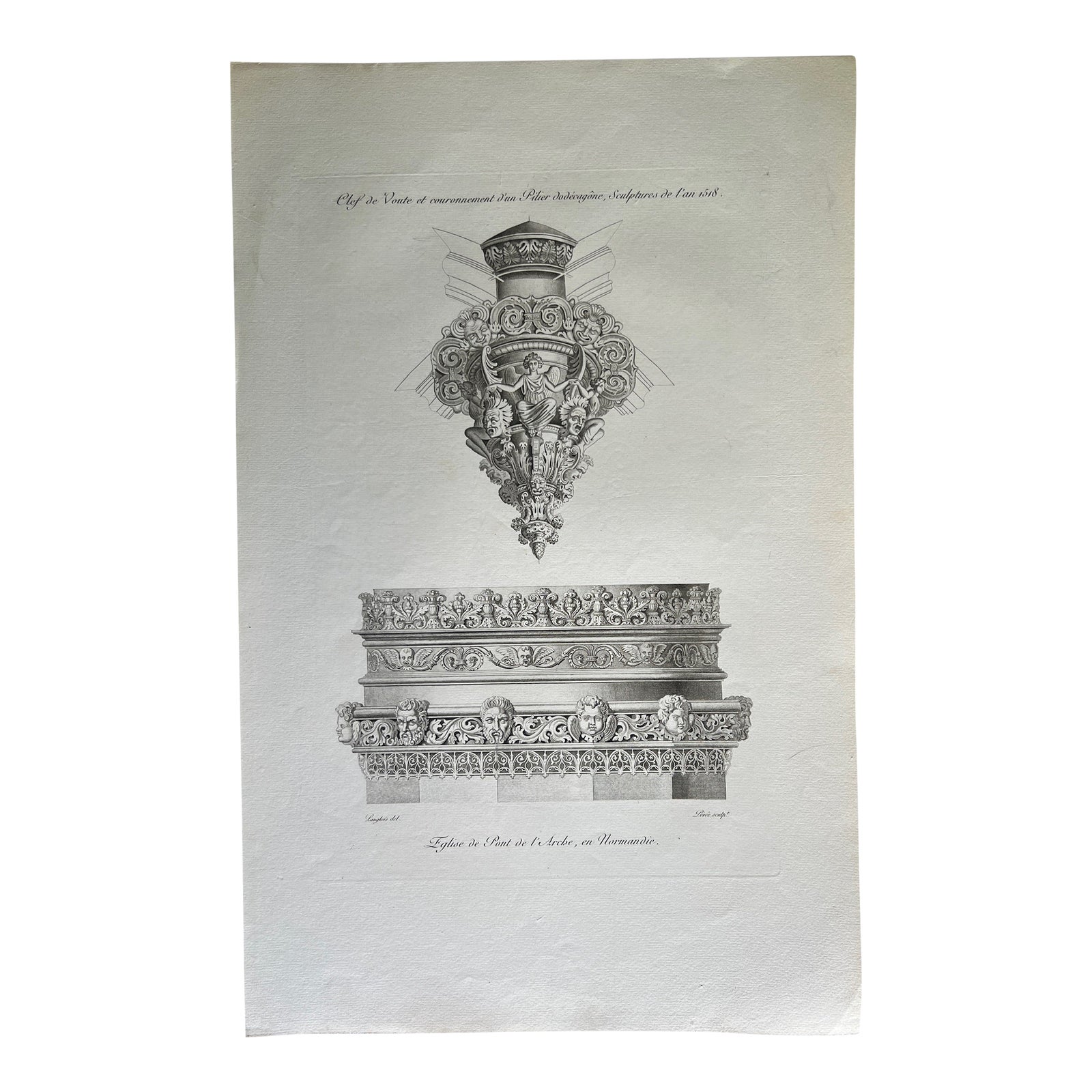 Mid 19th Century Etching Reproduction of Decorative Elements in ...