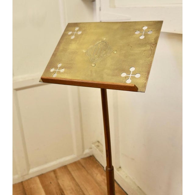 Arts and Crafts Menu Podium in Beech and Brass, 1880 | Chairish