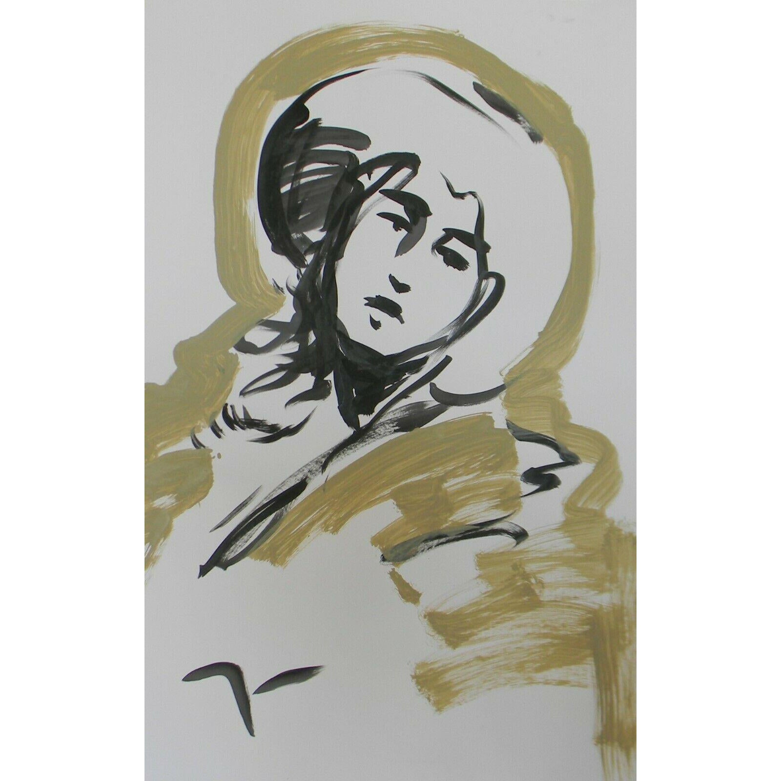 Contemporary Figurative Female Portrait Acrylic Painting by Jose ...