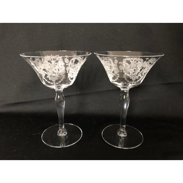 Vintage Elegant Etched Champagne Glasses S 2 Chairish