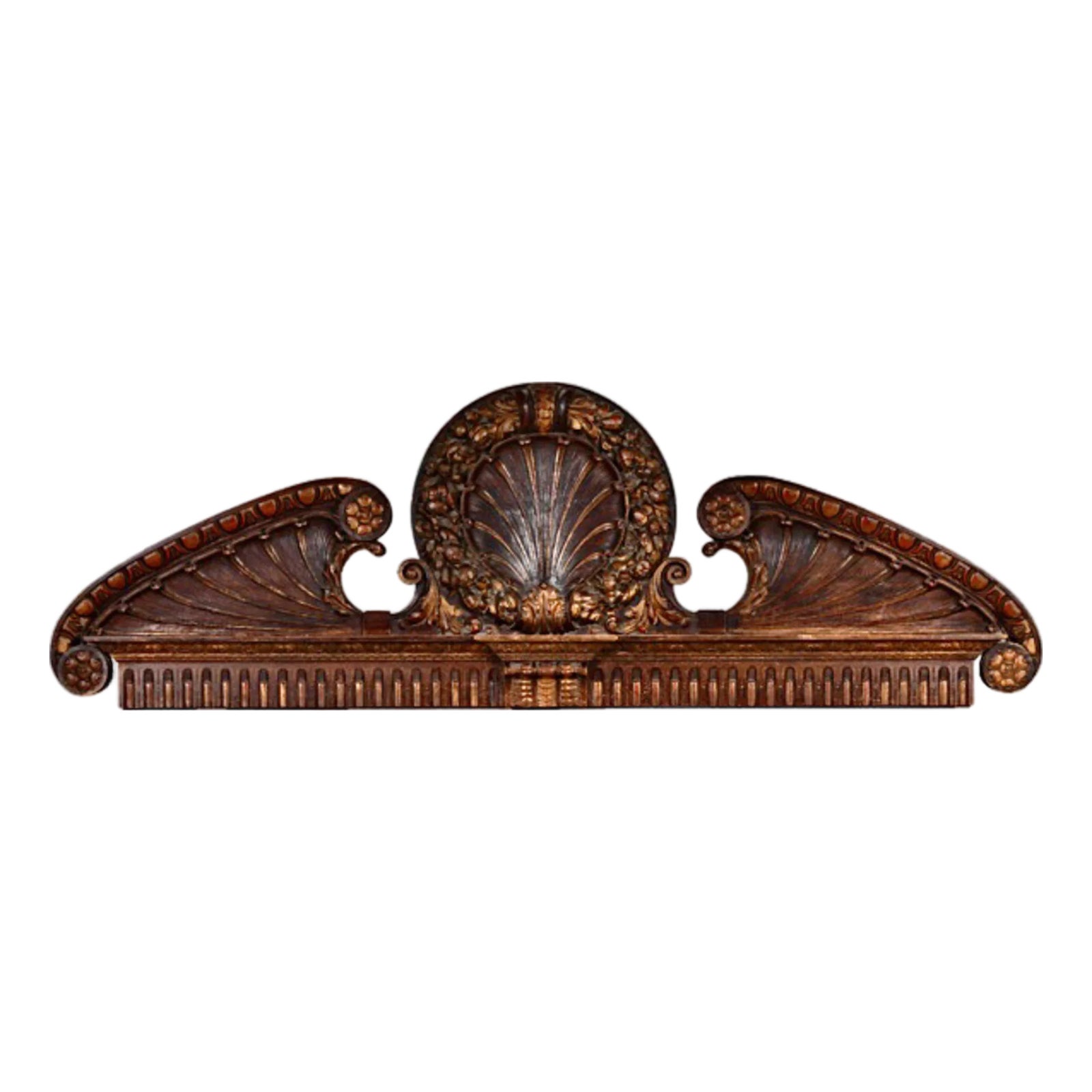 Carved Mahogany Shell Headboard | Chairish