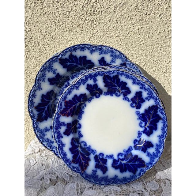 Antique English Flow Blue Plates- Set of 9 | Chairish