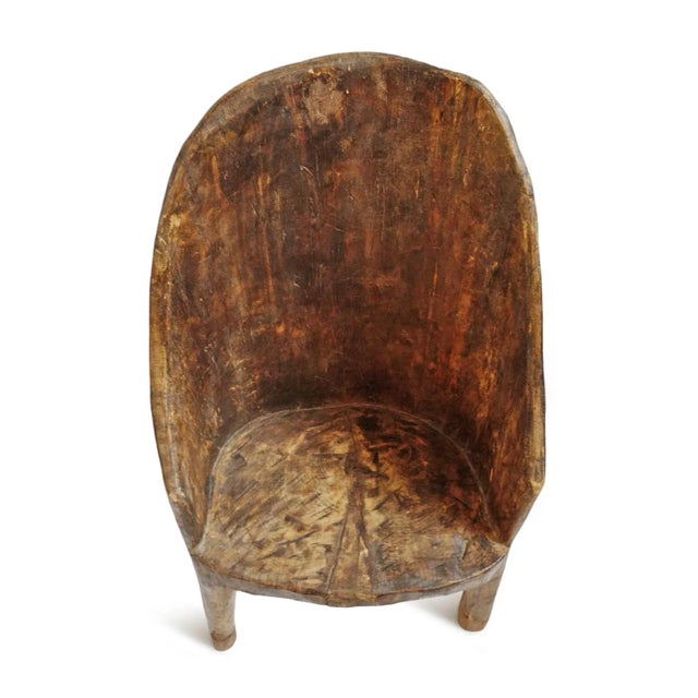Mid 20th Century Vintage Naga Carved Wood Tribe Chair | Chairish