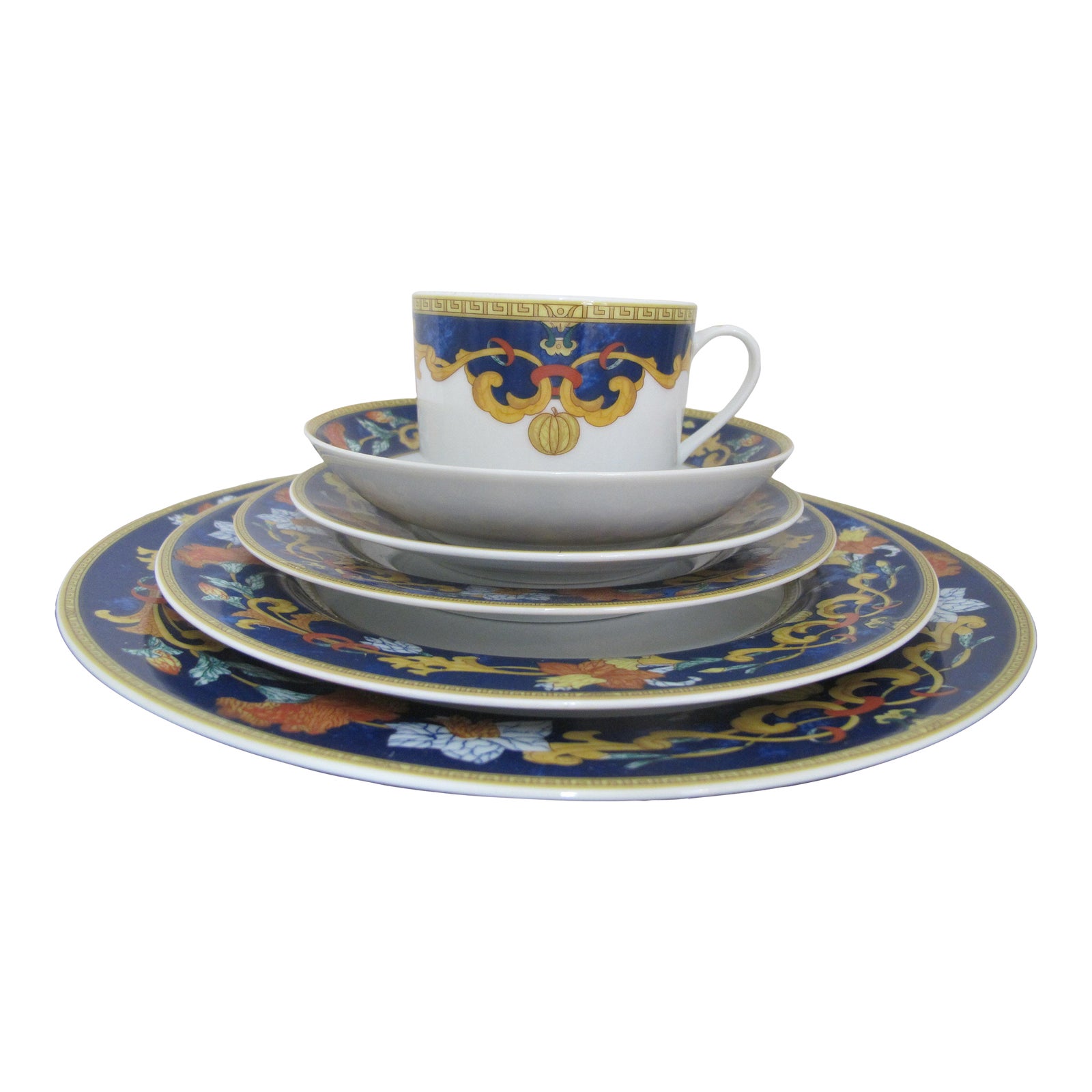 Bernardaud Limoges Cobalt Roma Bleu Floral Butterfly Dinnerware Plate ...