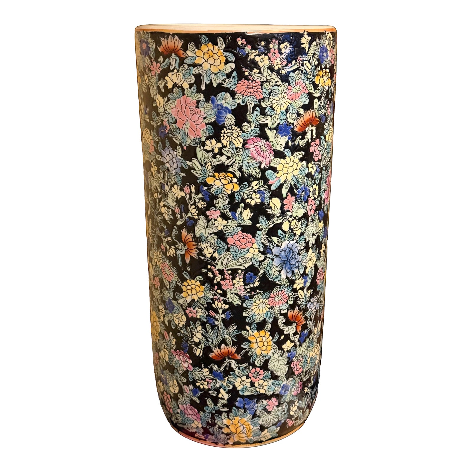 1890's Chinese Export Floral Palette Porcelain Umbrella/Stick Stand ...