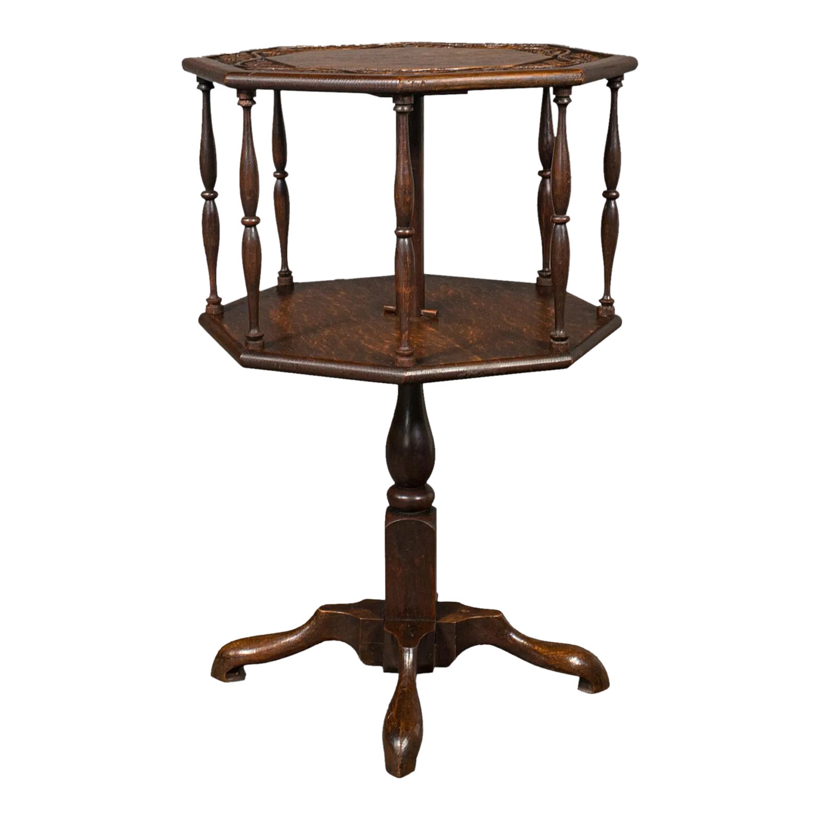 1890s Antique Victorian Oak Octagonal Occasional Table | Chairish