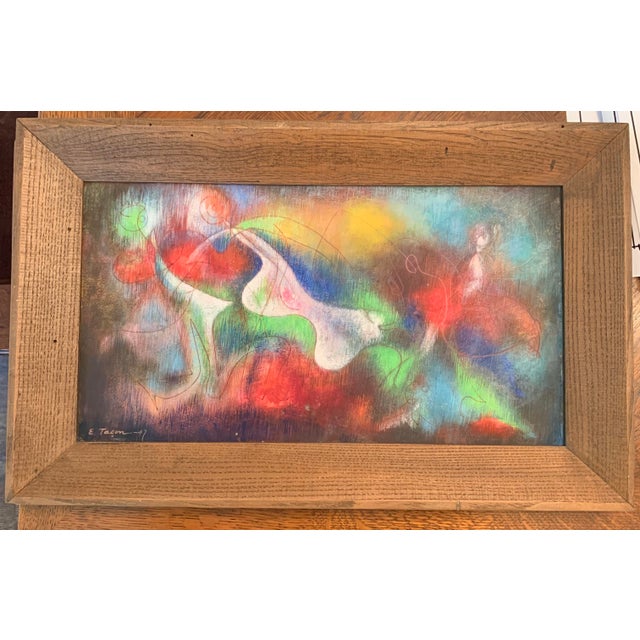 1947 Abstract Pastel Painting on Board by Edna Jeanette Tacon | Chairish
