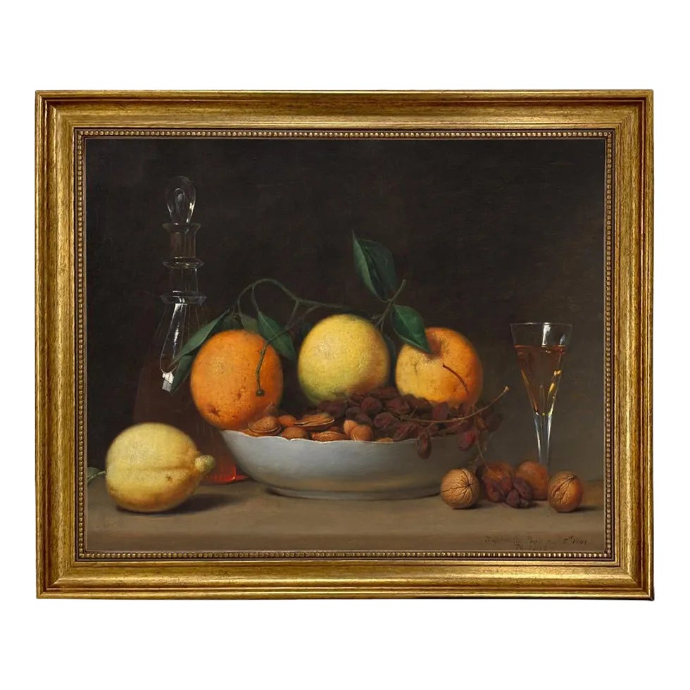 "Dessert Still Life" Framed Print on Canvas in Antiqued Gold Frame. A ...