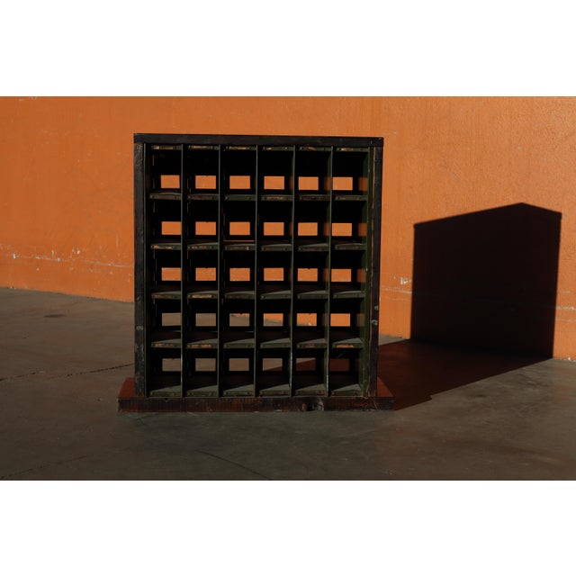 Antique Brass and Wood Post Office Cubby Boxes With Wood Frame and Base ...