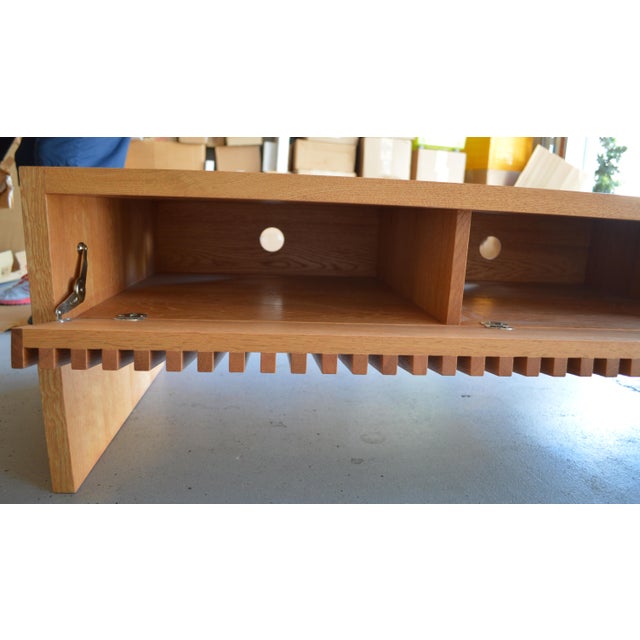 Mid-Century Modern Japanese Oak Solid Wood Coffee Table TV Media ...