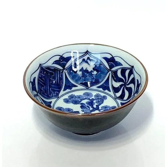 1950s Chinese Batavia Ware Blue and White Bowl With Interior Scenes ...