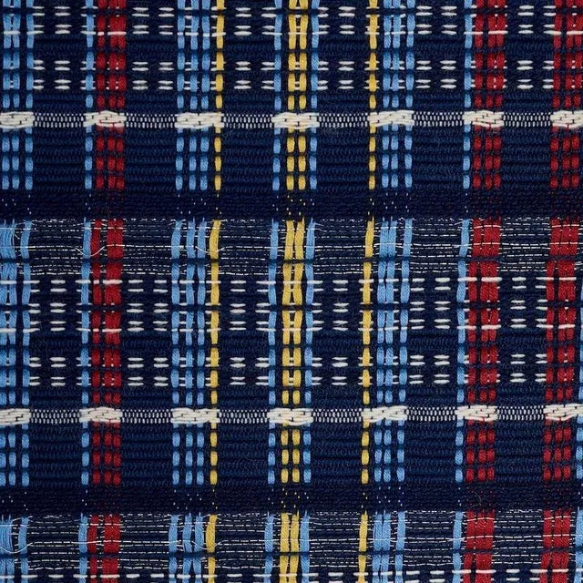 Sample - Schumacher Zealand Check Fabric in Navy Multi | Chairish