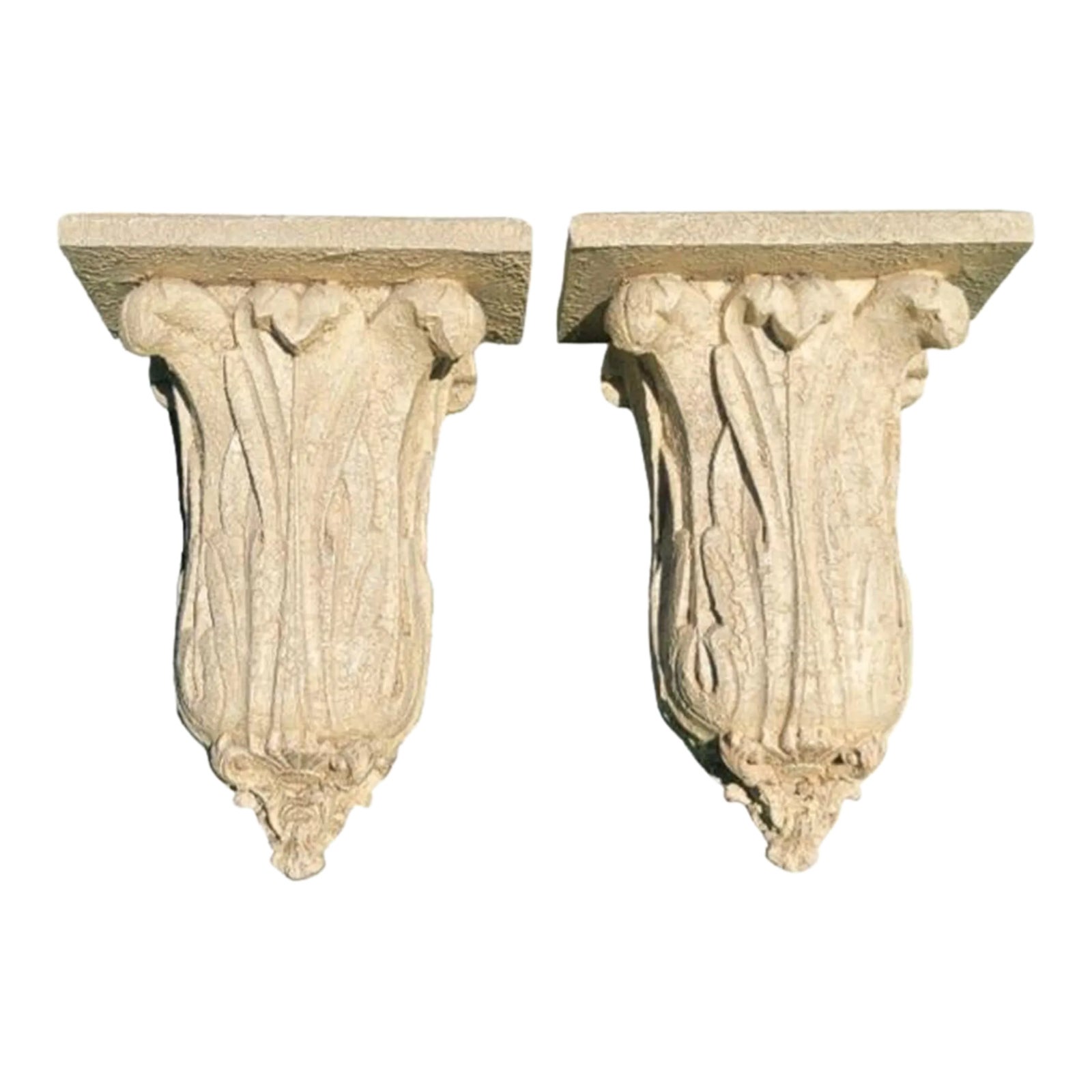 Large Faux Stone Carved Architectural Decorative Wall Brackets Sconce ...