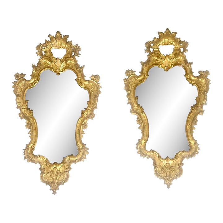 19th Century Italian Carved Giltwood Mirrors | Chairish