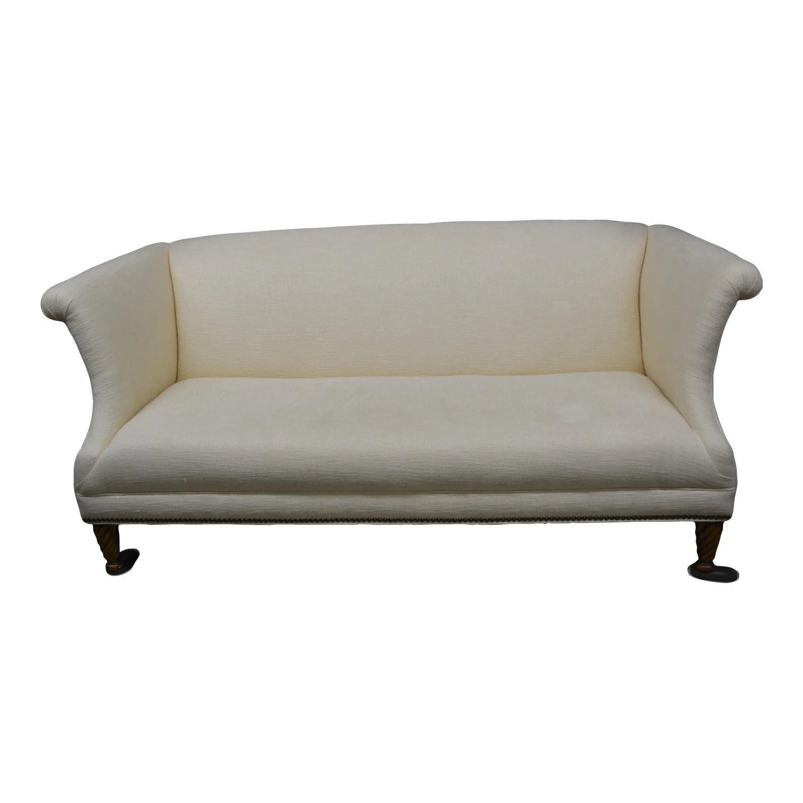 1990s Lexington Cream Burlap Weave Vintage Style Sofa Couch W/ High ...