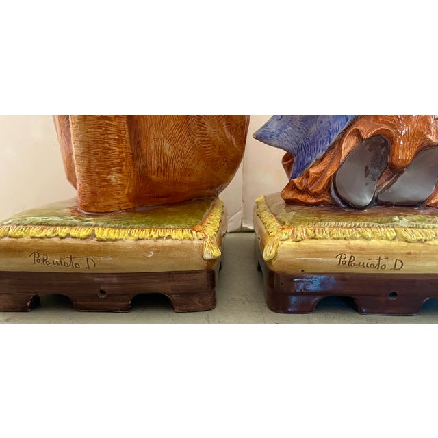 Set of 2 Domenico Poloniato Italian Large Glazed Ceramic Asian ...