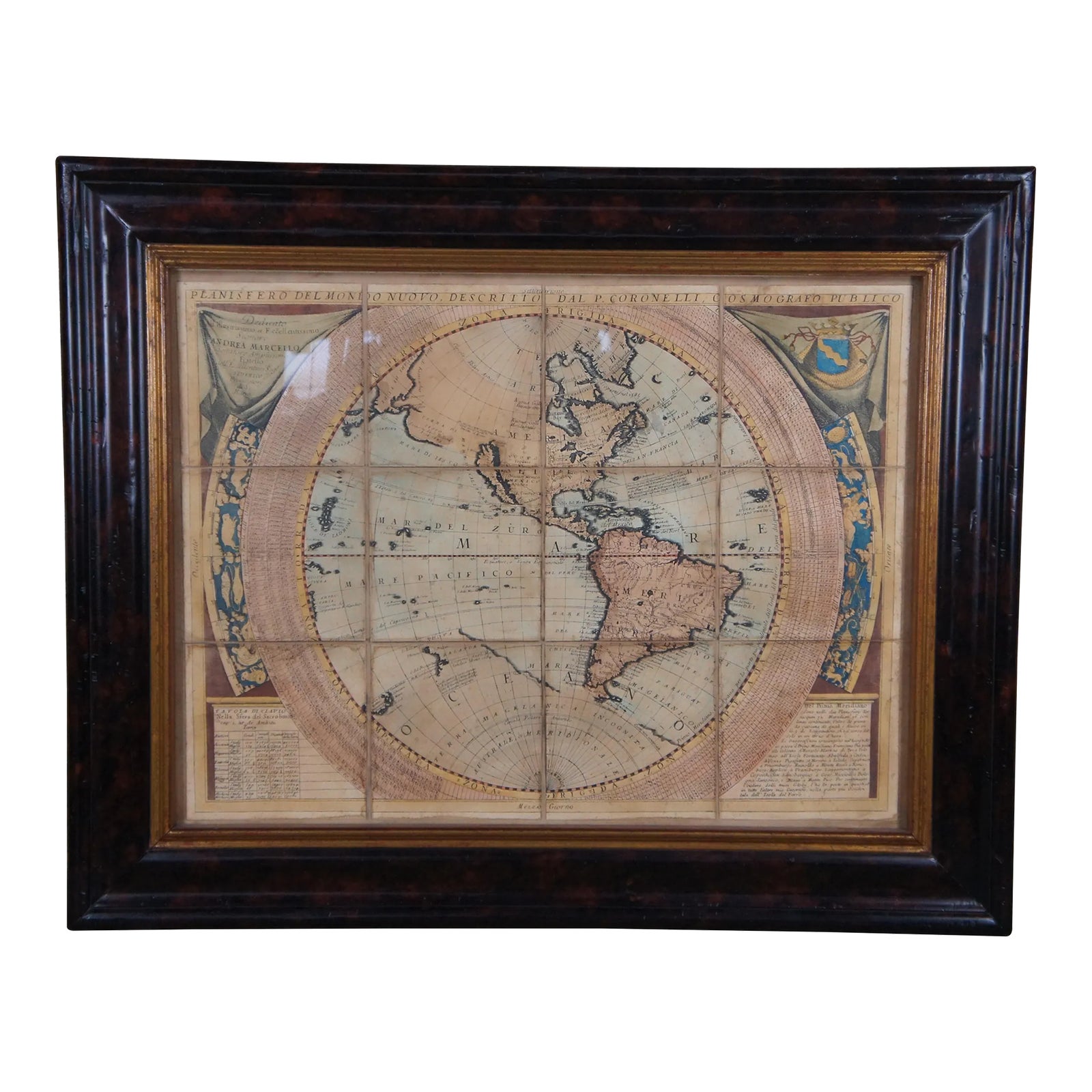 Mid 20th Century Vincenzo Coronelli's Colored Map of the New World ...