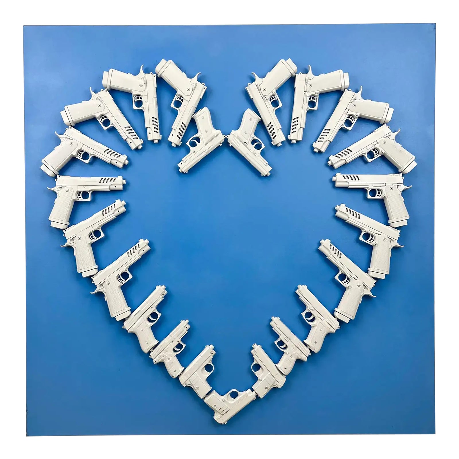 Charles Gitnick Heart of Guns Blue Conceptual Mixed Media 2024 | Chairish