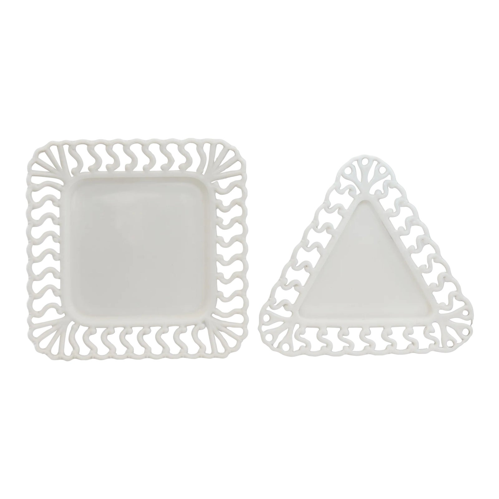 Lattice Edge Milk Glass Serving Plates, 2 Pcs. | Chairish