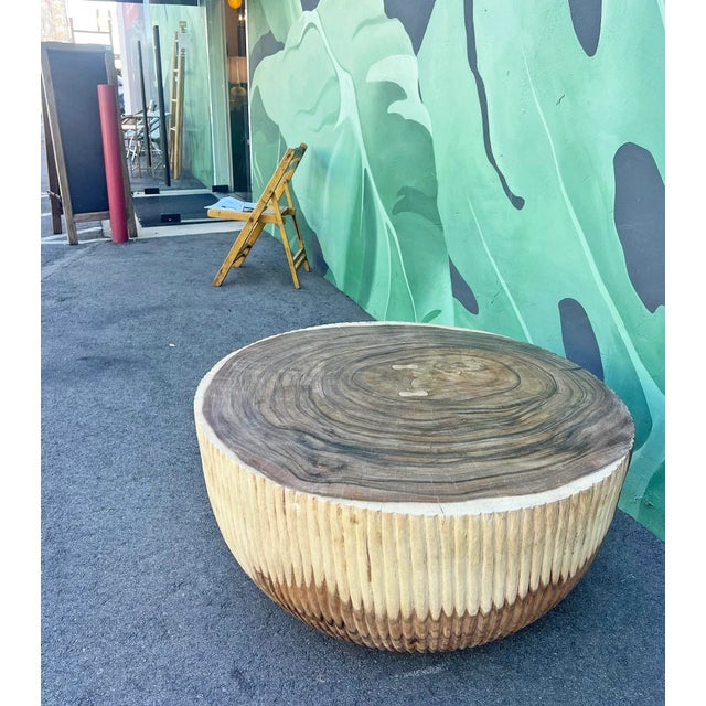 Monkey Pod Scalloped Coffee Table | Chairish