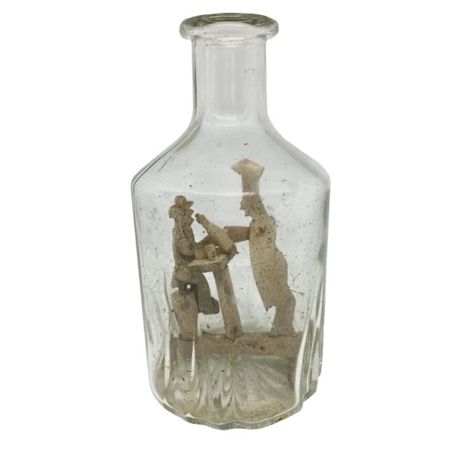 French Wooden Figure of Man in a Bottle | Chairish