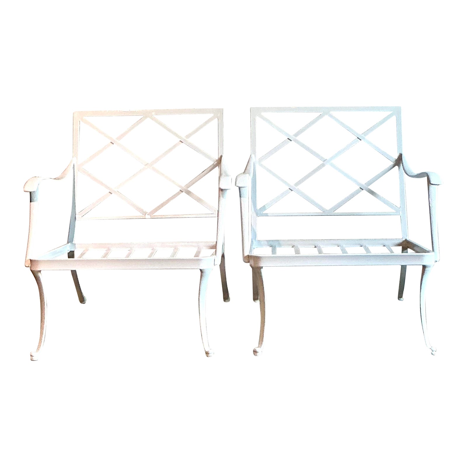 Vintage Boho Trellis Lounge Chairs After Brown Jordan - A Pair | Chairish