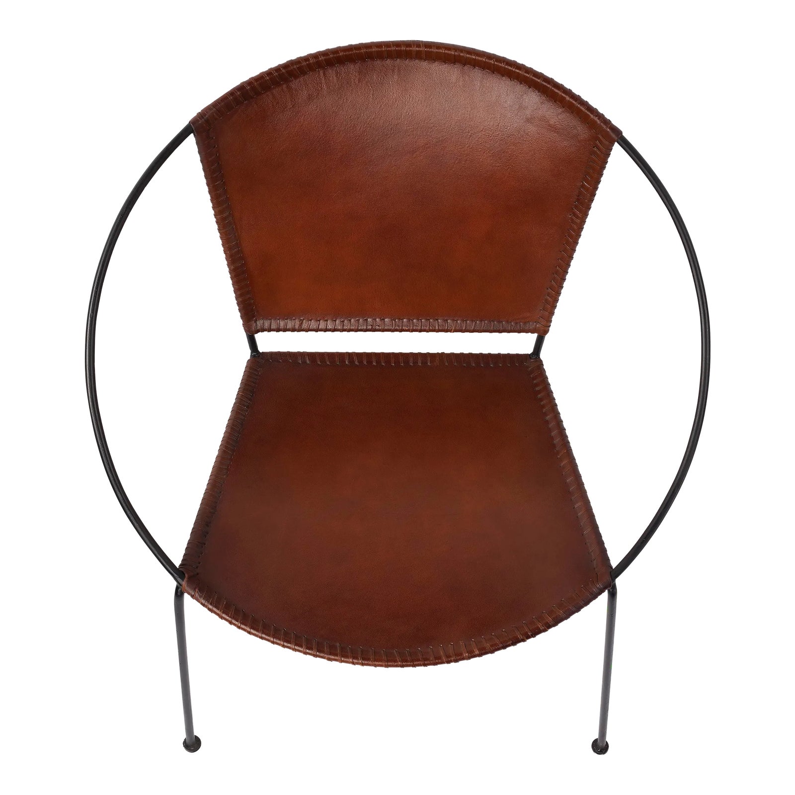 Milo Leather Accent Chair, Medium Brown | Chairish