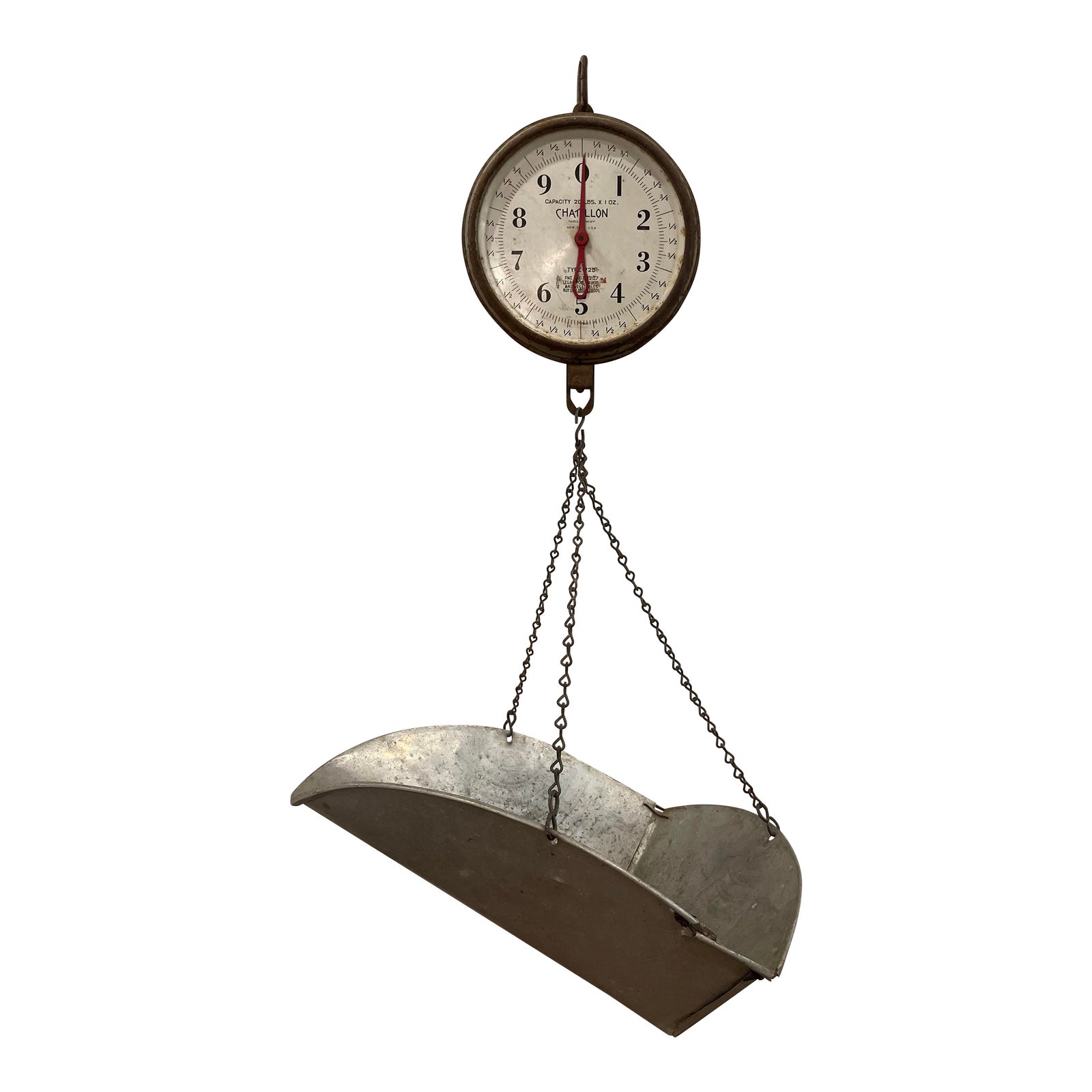 Mid 20th Century Chatillon Hanging 10 Lb. Mercantile Scale With ...