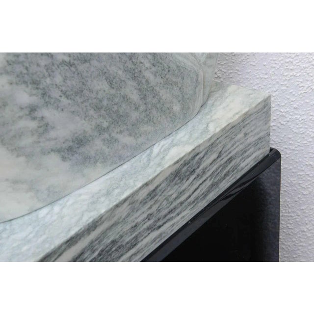 Modernist "Lovers" Heart Shaped Marble Sculpture on Black Lucite ...