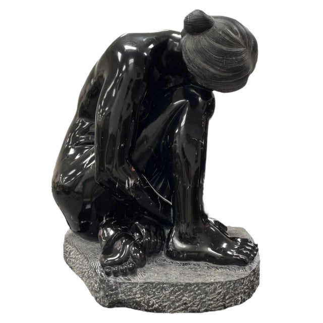 1980s Figurative Sculpture of Seated Woman in Crouched Pose | Chairish
