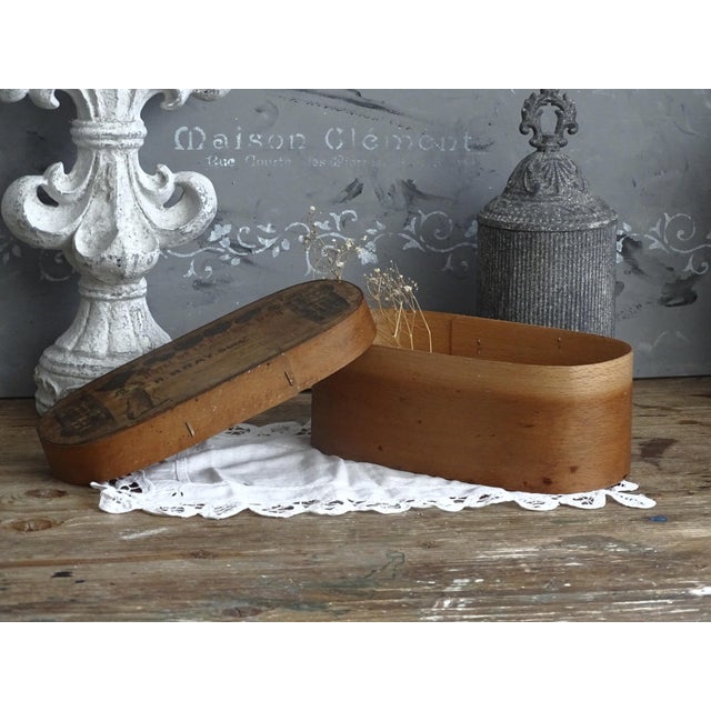 Early 20th Century Antique French Wood Advertising Tine Box | Chairish