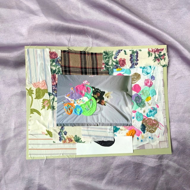 "Not Impressed" Mixed Media Textile Collage by Frances Sousa | Chairish