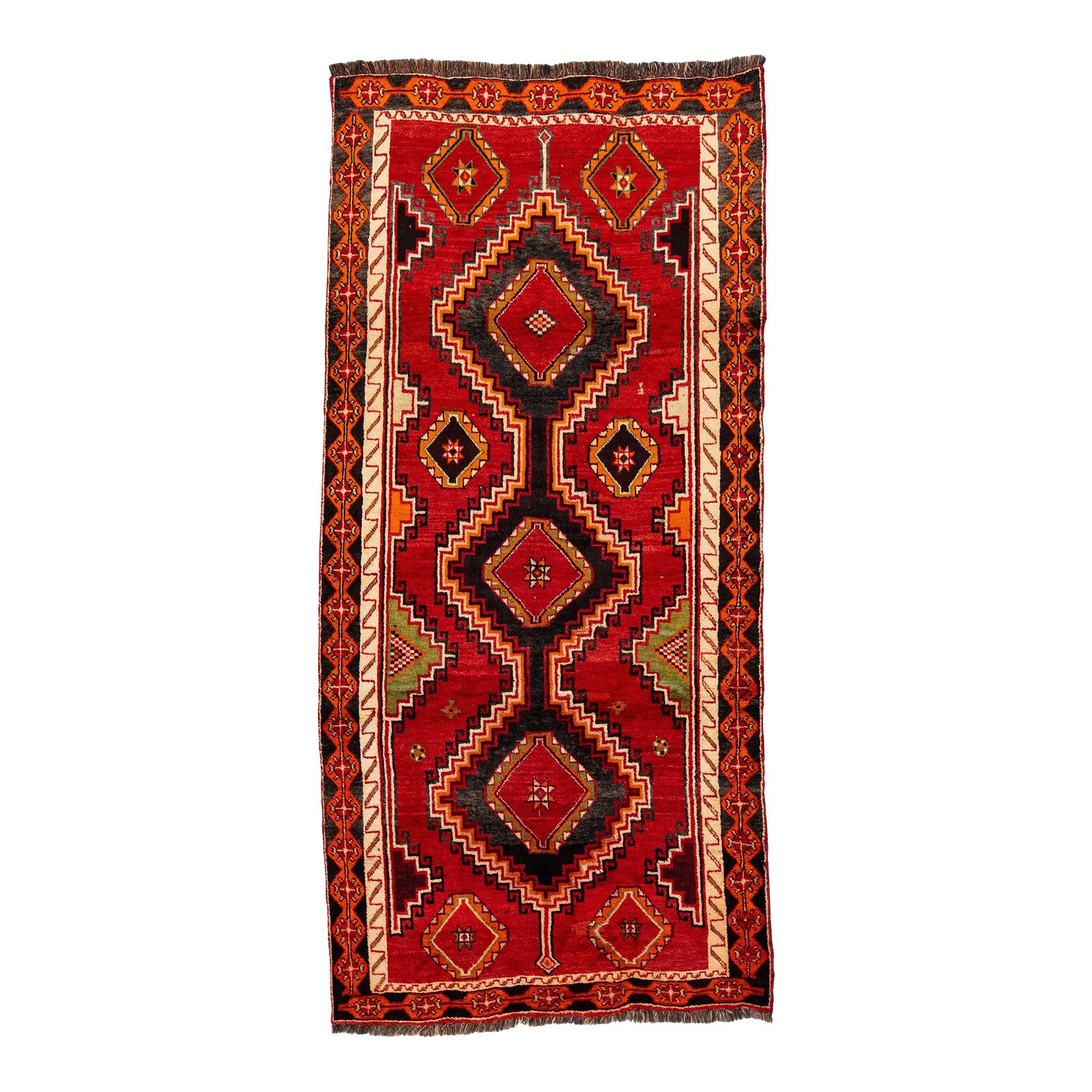 Vintage Tribal Persian Shiraz Hand-Knotted Wool Rug With a Red Field ...