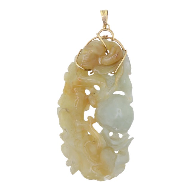 Vintage Carved Jade Pendant | Chairish