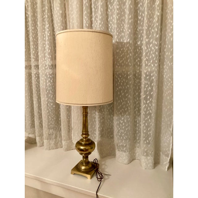 Late 20th Century Vintage Stiffel Drum Shape Lamp Shade, Nubby Linen ...