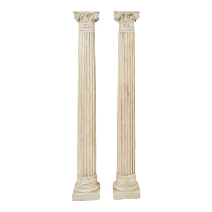Pair of Neoclassical Style Greco Roman Plaster Columns | Chairish