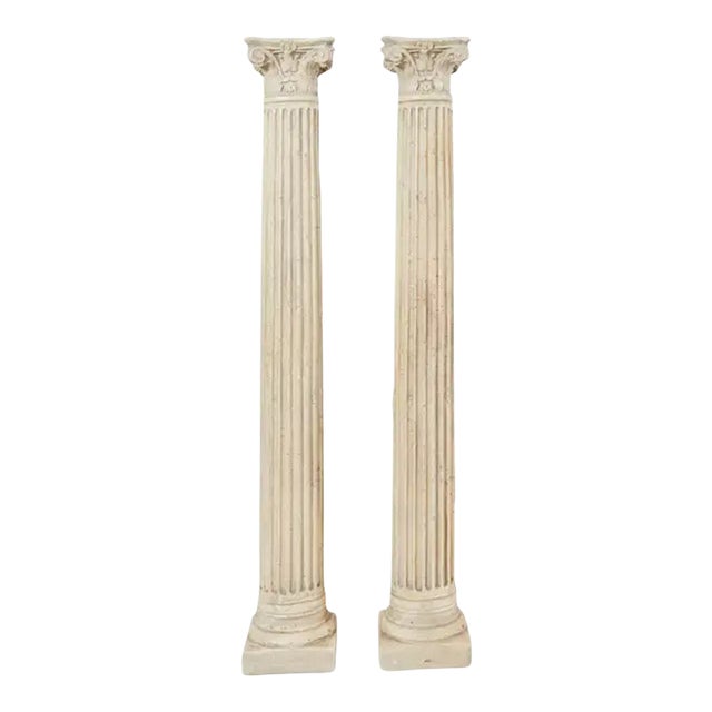 Pair of Neoclassical Style Greco Roman Plaster Columns | Chairish