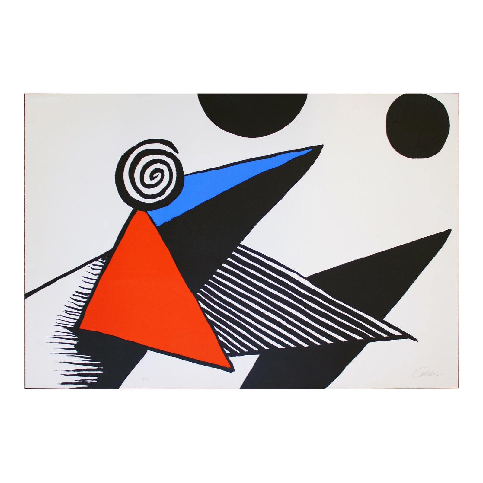 Signed “Spirale Et Triangle Rouge” Lithograph by Alexander Calder, C ...