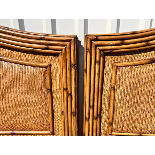 Burnt Bamboo and Wicker Rattan Twin Headboards- a Pair | Chairish