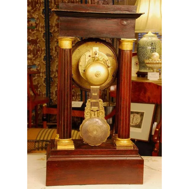 French Portico Clock in Tulipwood With Inlays of Mother-Of-Pearl and ...