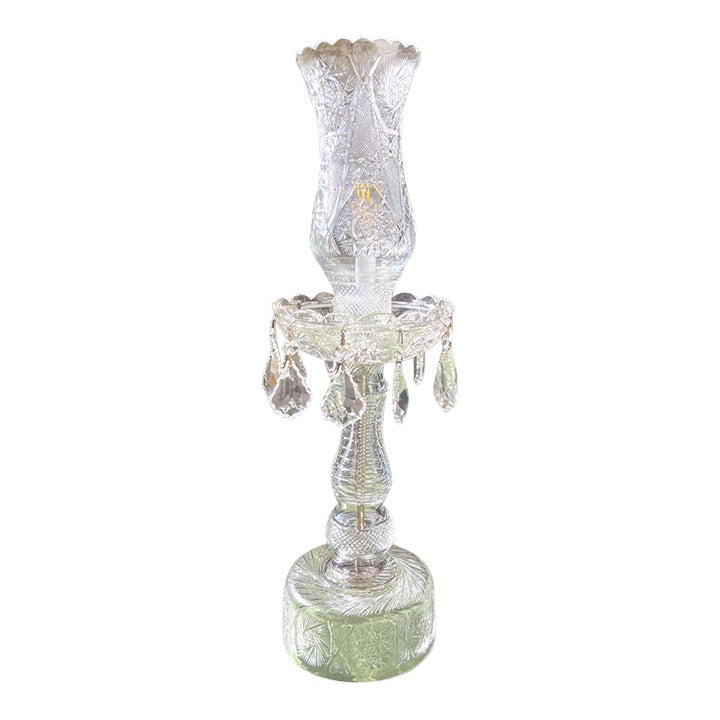Vintage Yasemin Wheel Cut Swirling Star & Hobstar Abp Crystal Lamp ...