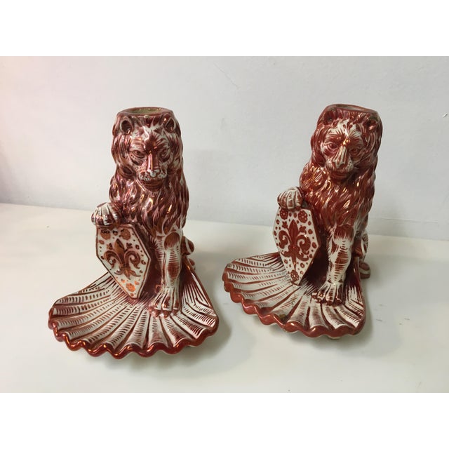 Late 20th Century Italian Cantagalli Majolica Ruby Lustre Candle ...