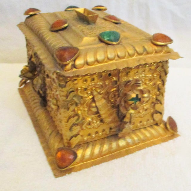Antique Gilt and Bejeweled Alms Box | Chairish