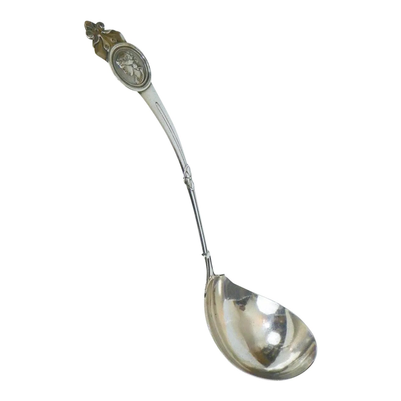 1864 Gorham Sterling Silver Soup Ladle Medallion Pattern | Chairish
