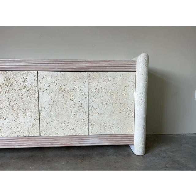 80's Postmodern Faux Coral Stone and Wood Sideboard | Chairish