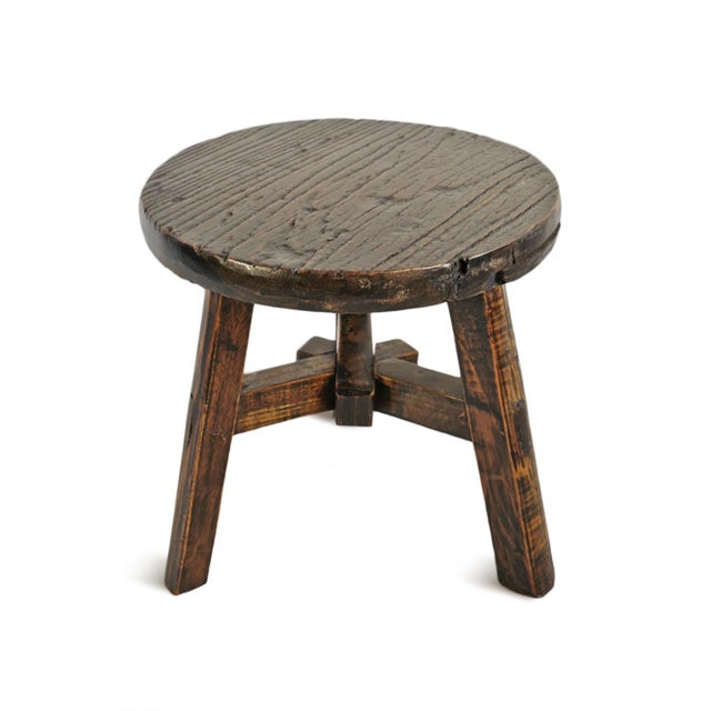 Vintage Elm 3 Leg Work Stool | Chairish